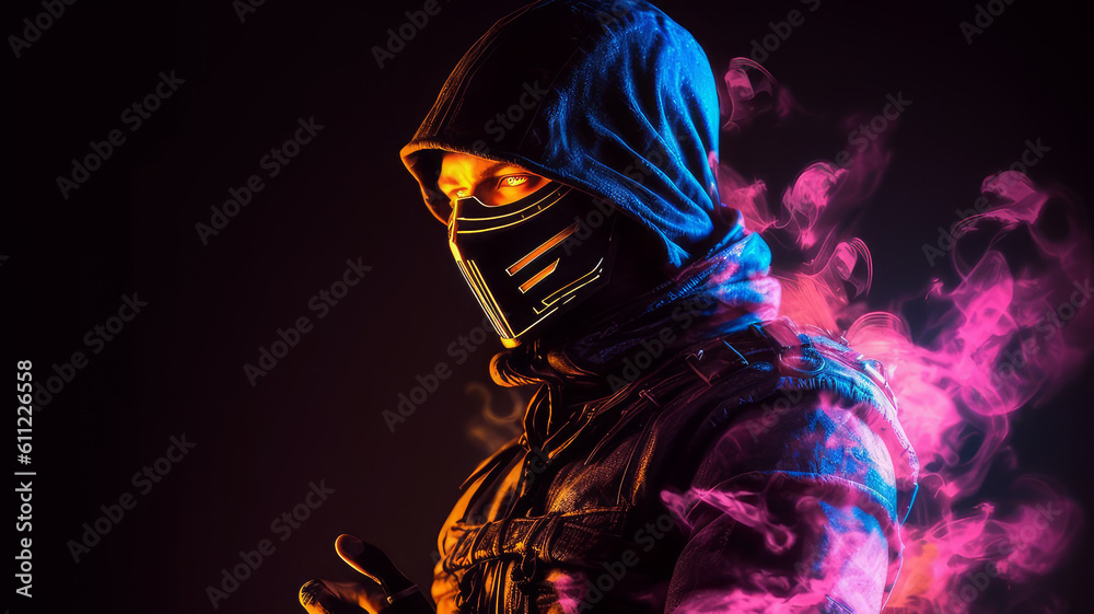 Poster cyborg ninja. Generative AI – Wall Art | UkPosters