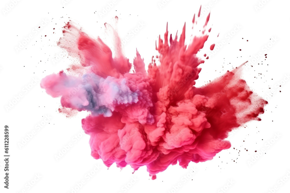 Red powder explosion on transparent background. abstract powder ...