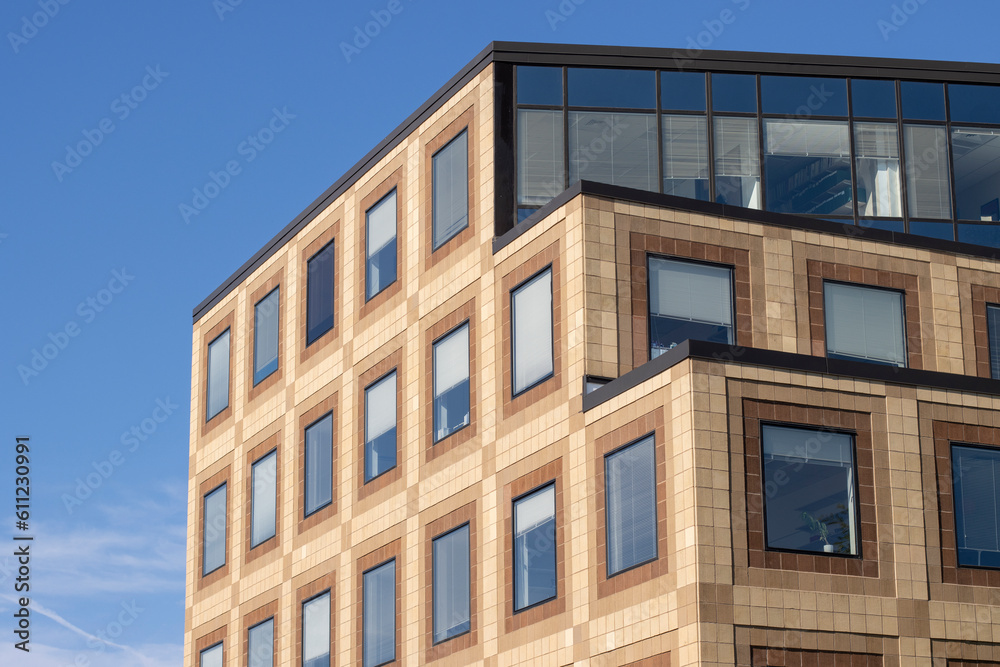 Boston, MA, USA - June 30, 2022: Detail view of the Teele Hall, home to ...