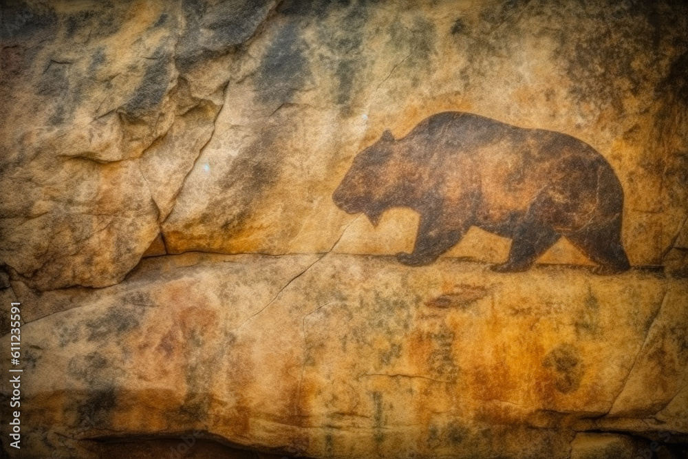 Prehistoric Rock Paintings Of Cavemen Of The Stone Age As A Background ...
