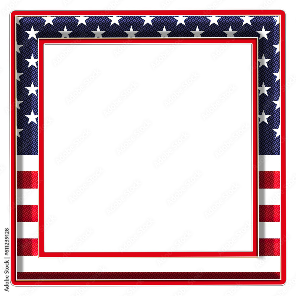 4th July US Flag square rectangle frame. This is a part of a set which ...