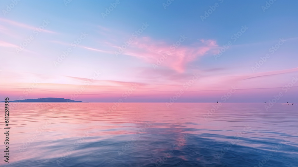 Early morning, pink sunrise over sea. Generative Ai Stock Illustration ...