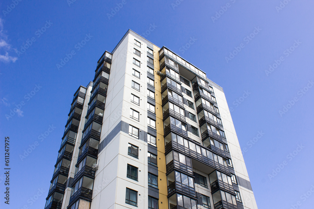 Architectural design of apartment buildings. External view of a new ...