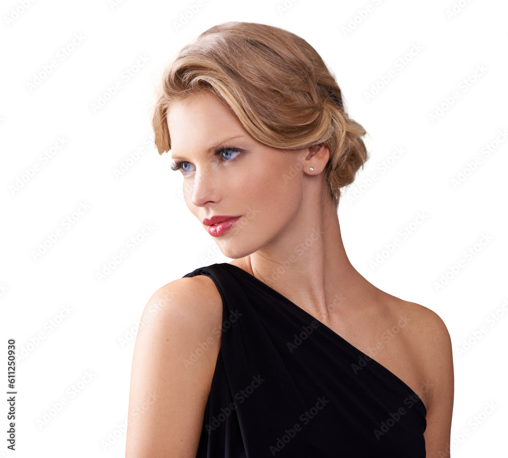 Elegant model, makeup and face of woman isolated on transparent, png ...