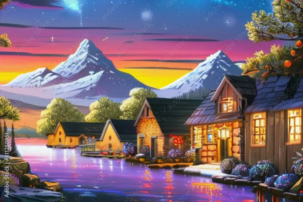 Isolated city retro buildings, vintage town houses architecture, cafe ...