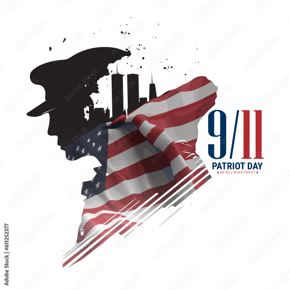 Vector patriot day illustration. We will newer forget 9\11. Vector patriotic illustration with ...