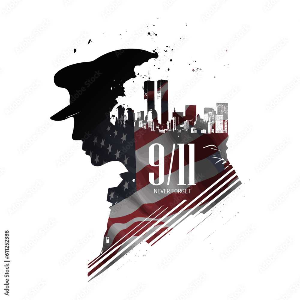 Vector patriot day illustration. We will newer forget 9\11. Vector patriotic illustration with ...