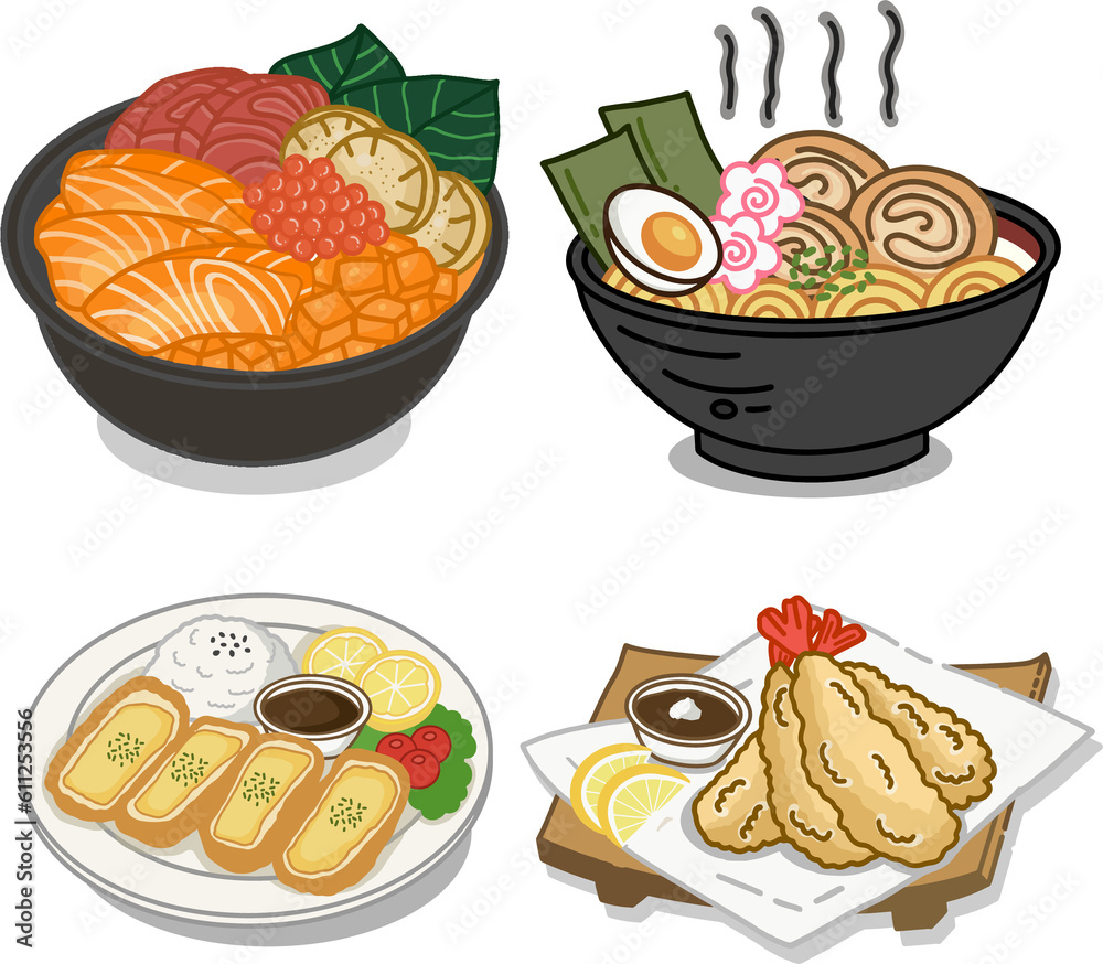 Set of Japanese food. Png clipart isolated on transparent background ...