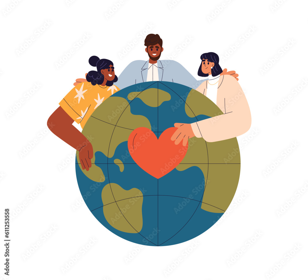 Volunteers community, unity with love to Earth planet. World nonprofit ...