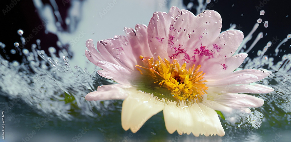 flowers in splashes of colorful water bouquet of colorful colors on a ...