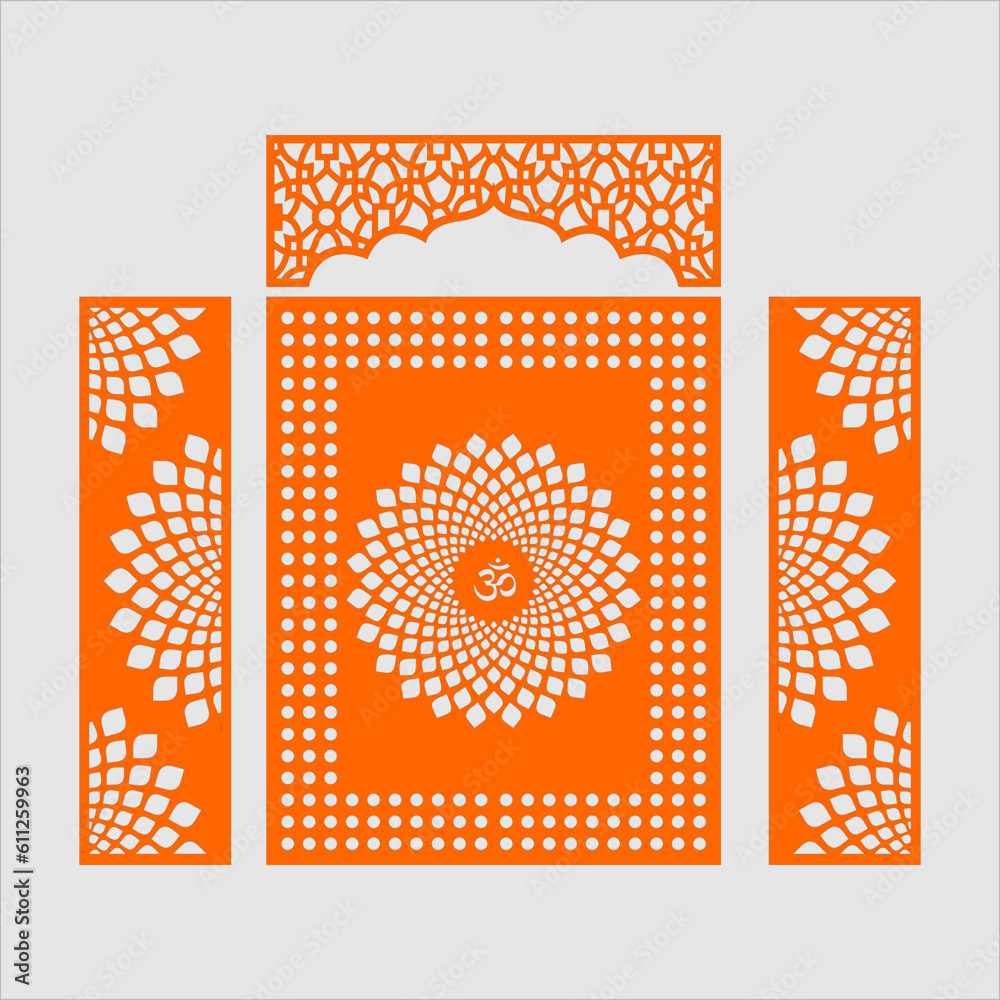 vector om jaali with a square for mandir decoration for cnc cutting ...