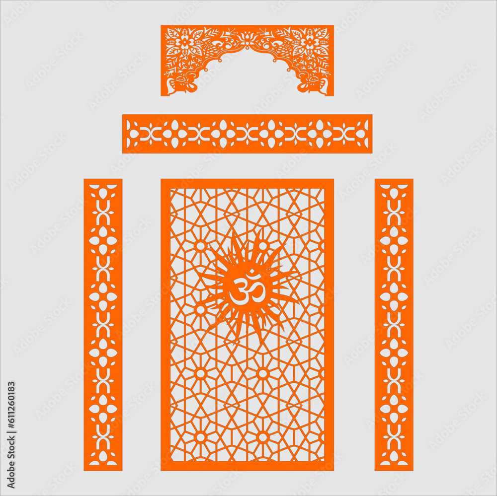 vector om jaali with a square for mandir decoration for cnc cutting ...