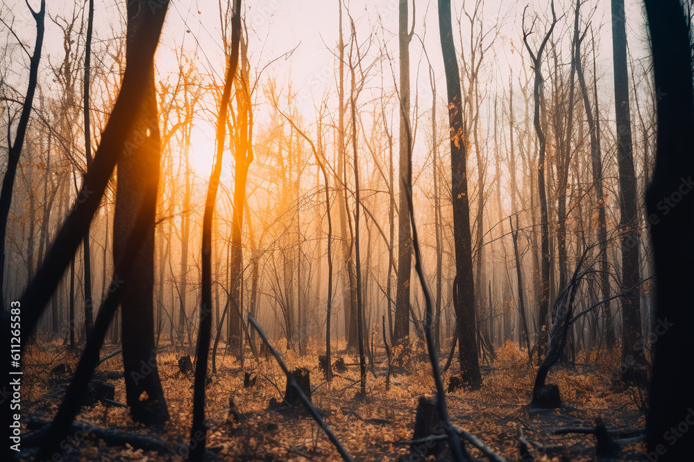 Dead and bleached trees in a forest affected by acid rain, Climate ...