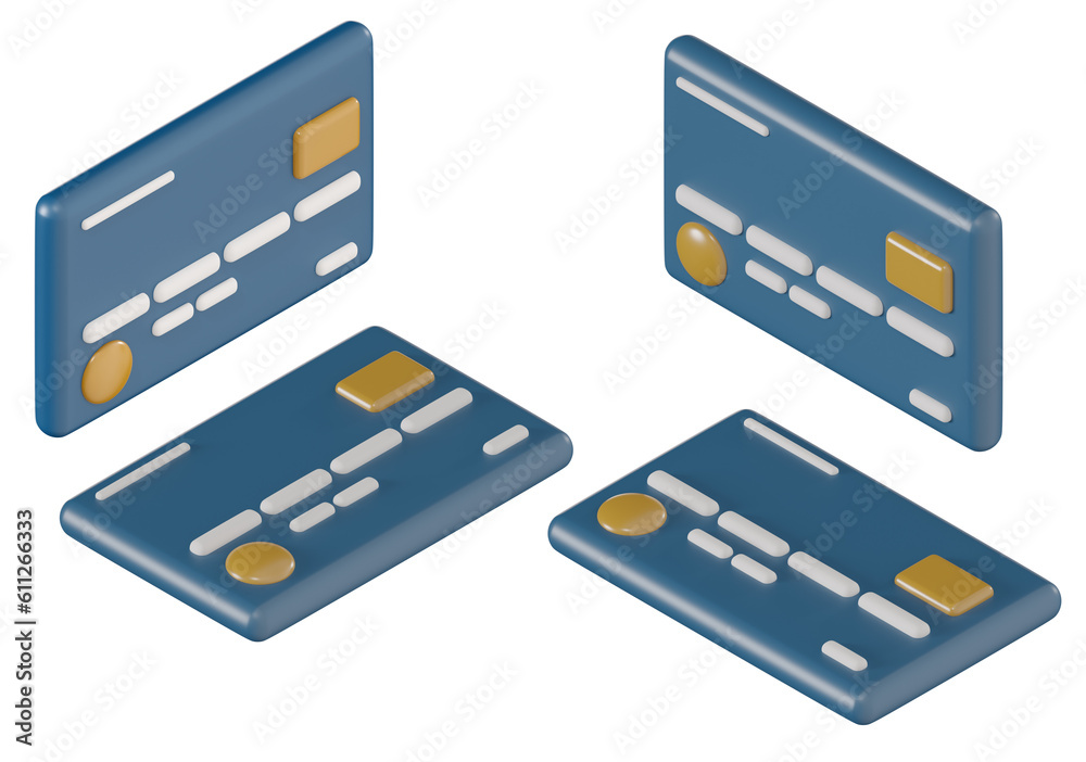 Set credit card isolated on white background. Collection objects ...