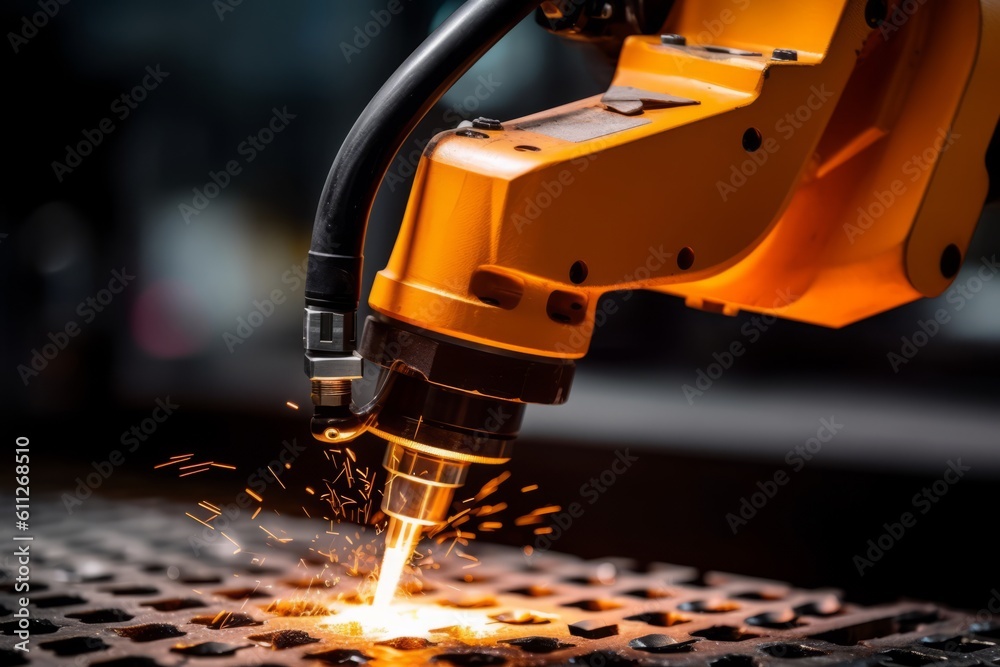 ภาพประกอบสต็อก CNC machine being operated by a robotic arm ...