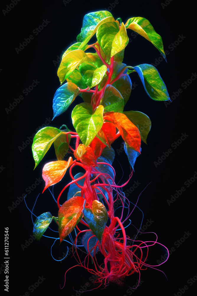 An vibrant image of a Ayahuasca vine (Banisteriopsis caapi) splashed in ...