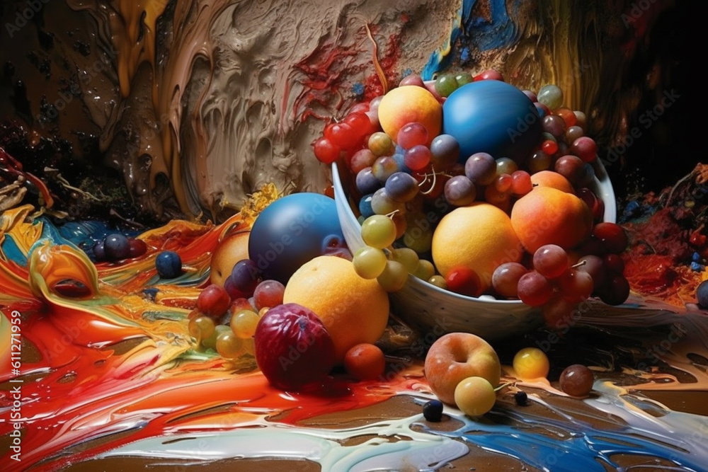 An intriguing artwork that combines various materials, techniques, and ...