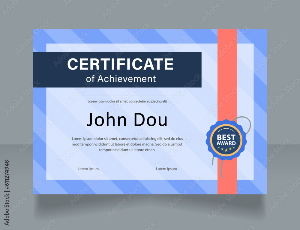 Training participant certificate design template. Vector diploma with ...