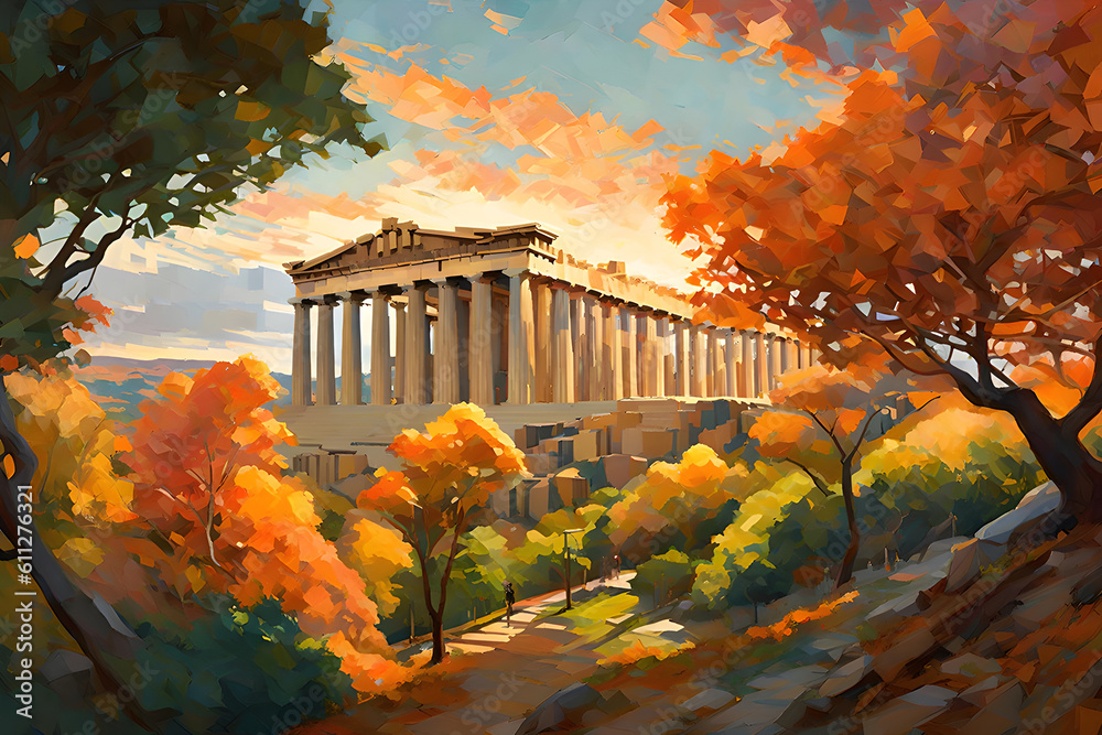 In this beautifully depicted illustration, the Parthenon emerges as a ...
