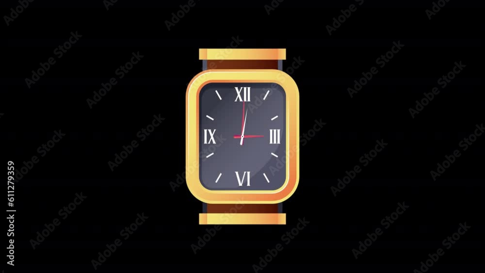 Animated Time Clock Moving on Transparent Background. Clock changes ...