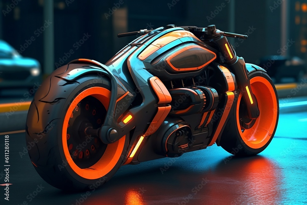Realistic mock up of a futuristic looking bike, tron style bike design ...