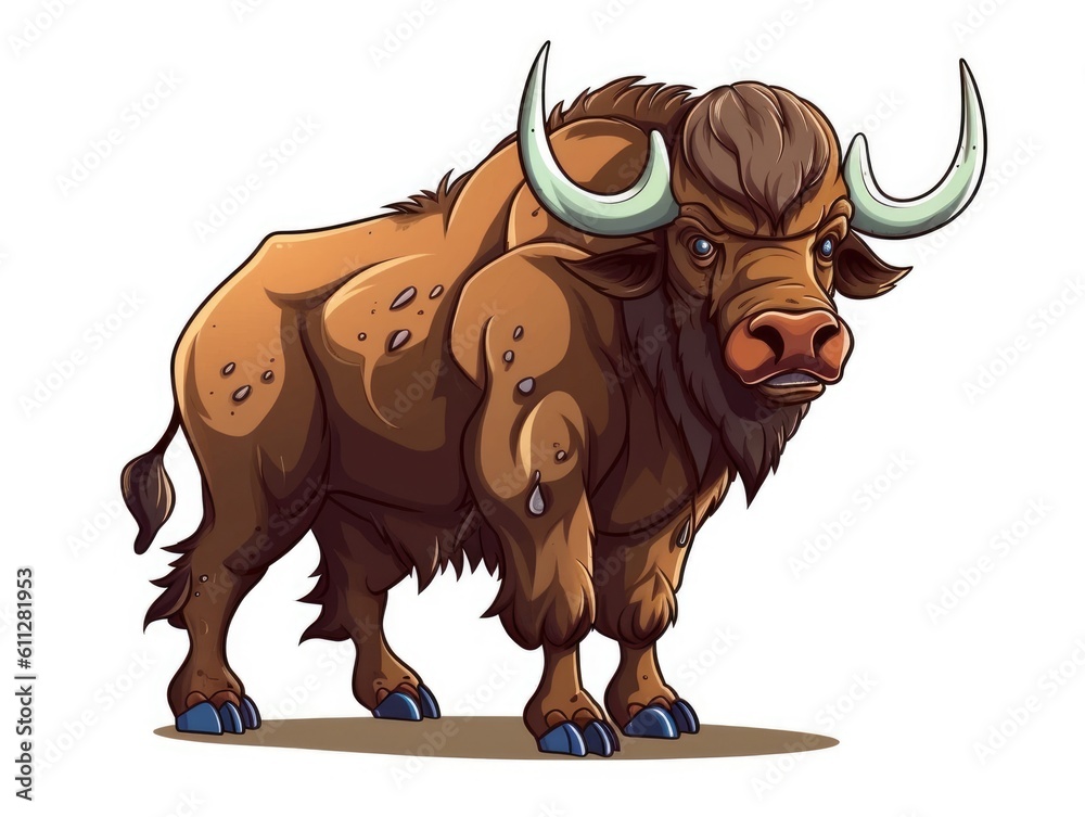 Buffalo in Cartoon Style on white background - generative AI Stock ...