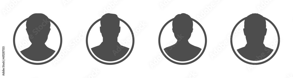 Default anonymous user portrait vector illustrations set. User flat ...