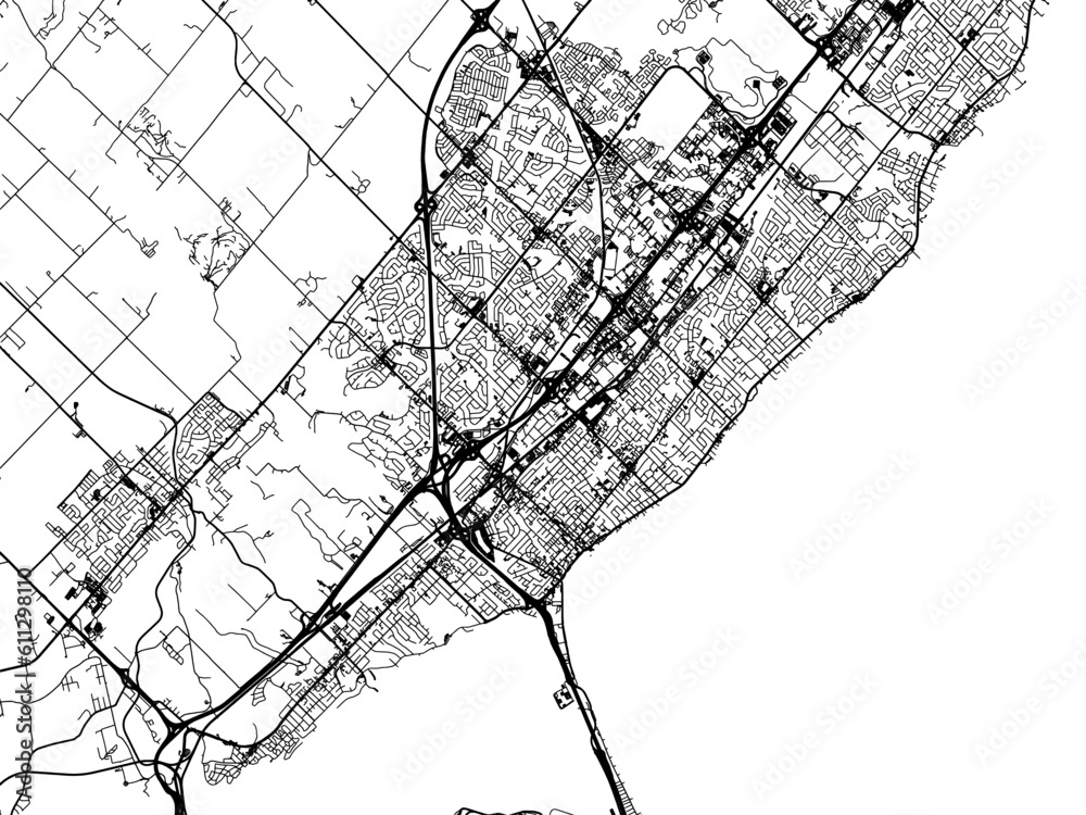 Vector road map of the city of Burlington Ontario in Canada on a white ...