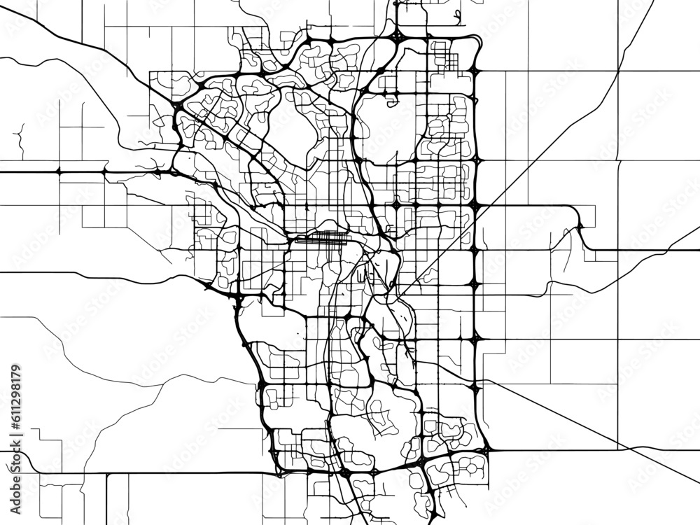 Vector road map of the city of Calgary Alberta in Canada on a white ...