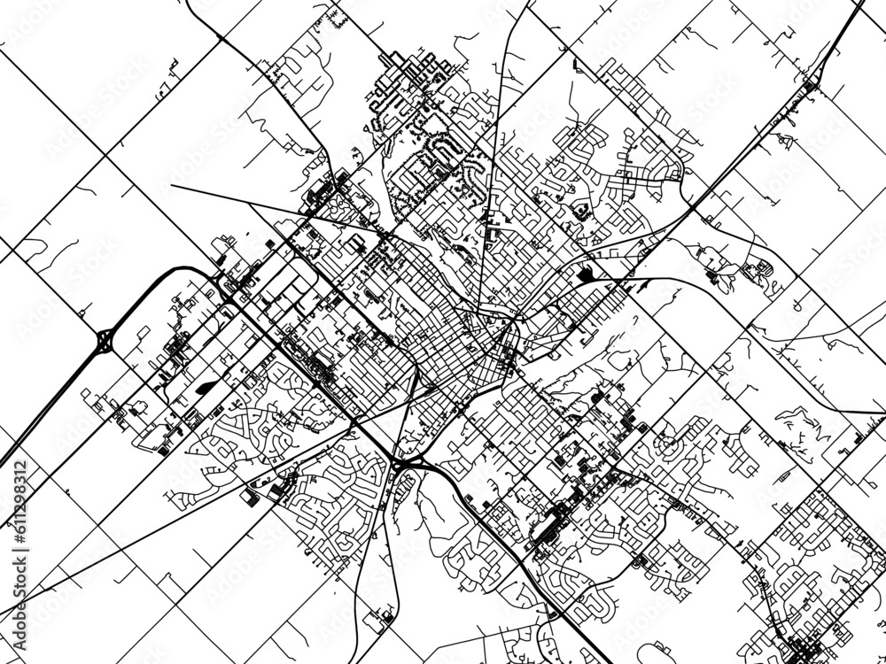 Vector road map of the city of Guelph Ontario in Canada on a white ...