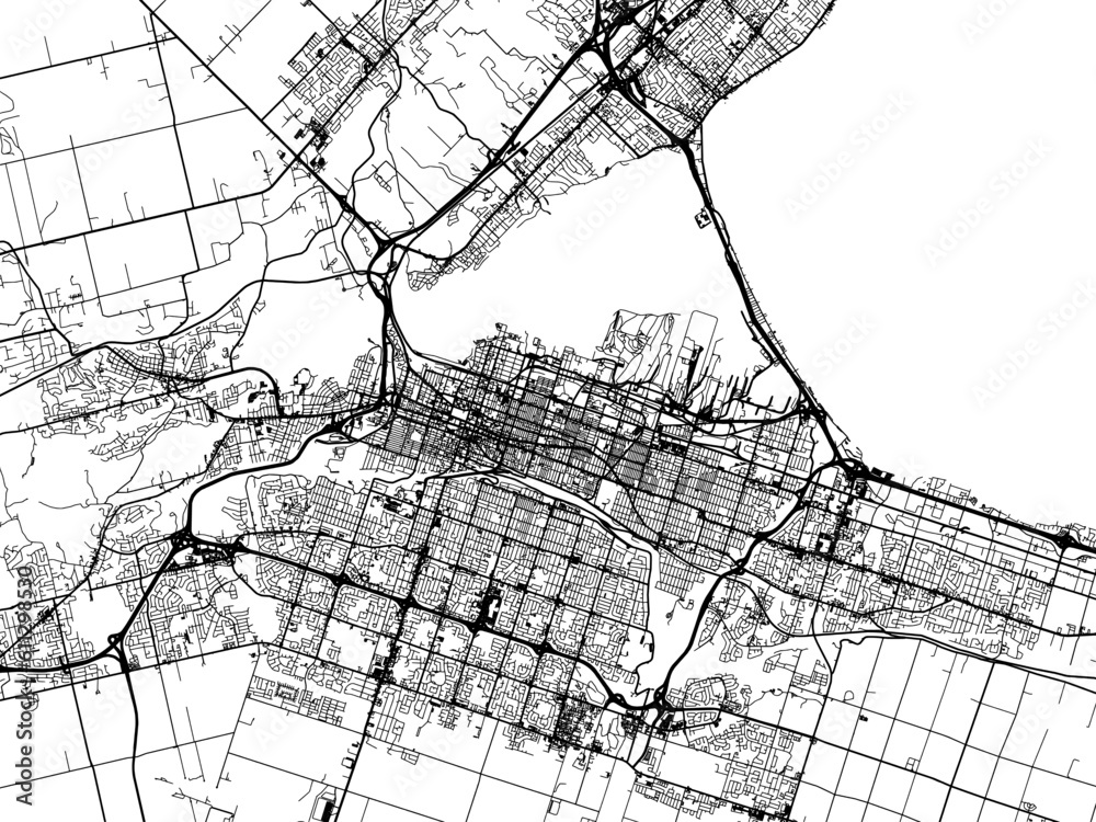 Vector road map of the city of Hamilton Ontario in Canada on a white ...