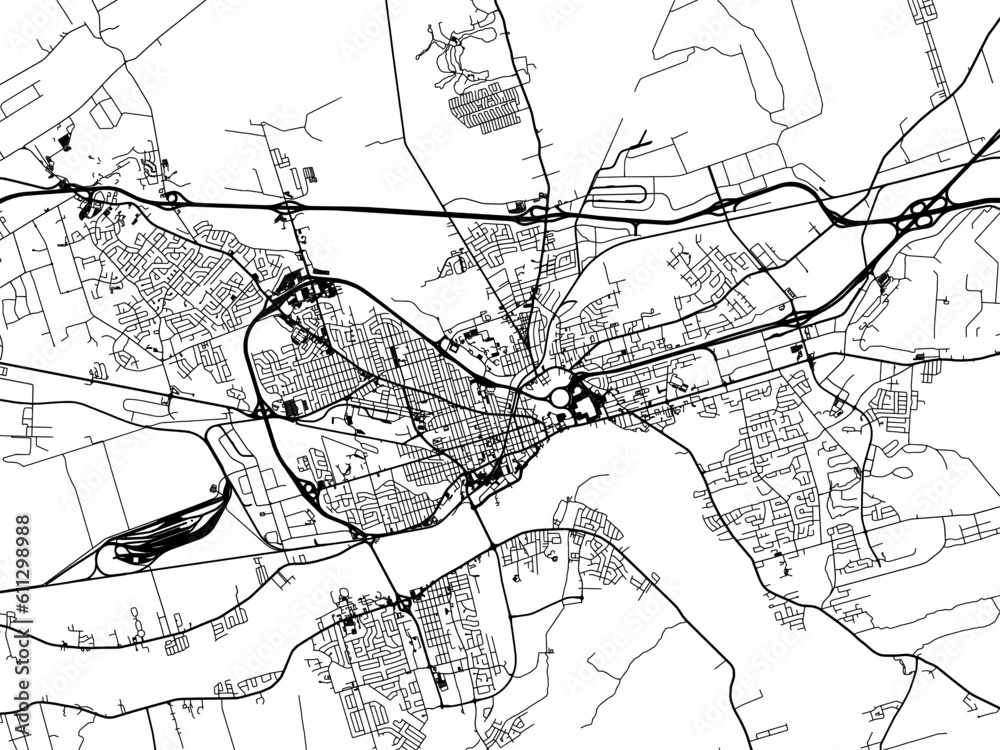 Vector road map of the city of Moncton New Brunswick in Canada on a ...