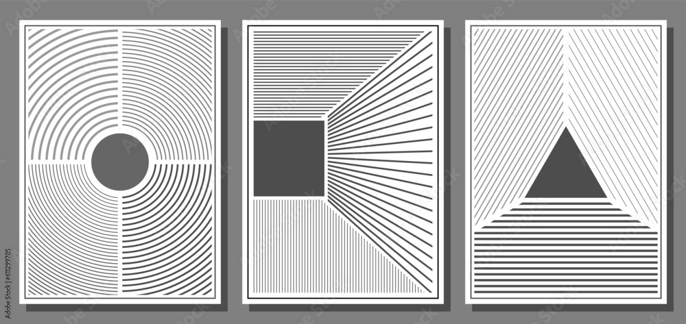 composition of geometric shapes in shades of gray. Minimalist design ...