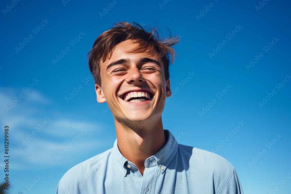 Medium shot portrait photography of a grinning boy in his 20s smiling ...