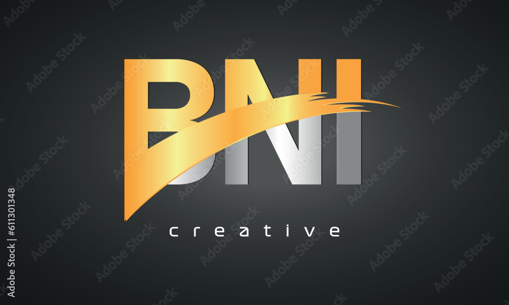 BNI Letters Logo Design with Creative Intersected and Cutted Stock ...