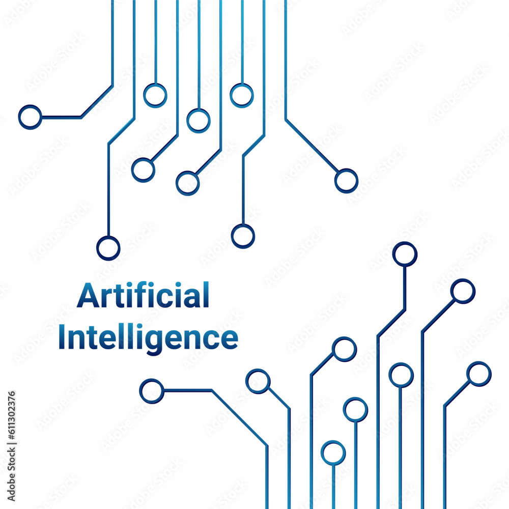 CPU in 2D style. The process of artificial intelligence. Technologies ...