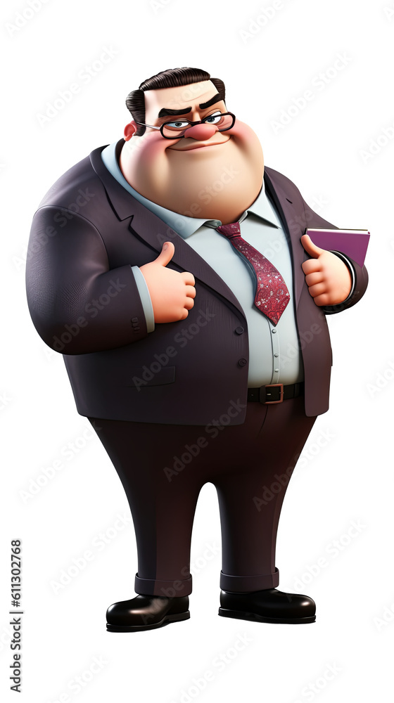 3D cartoon style fat business man. Isolated background Stock ...