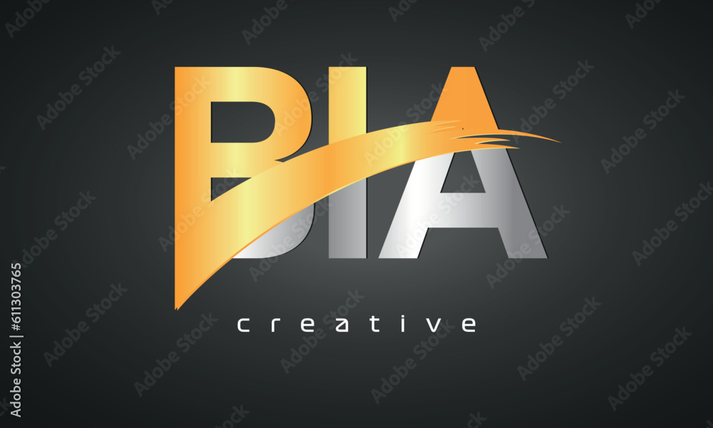 BIA Letters Logo Design with Creative Intersected and Cutted Stock ...