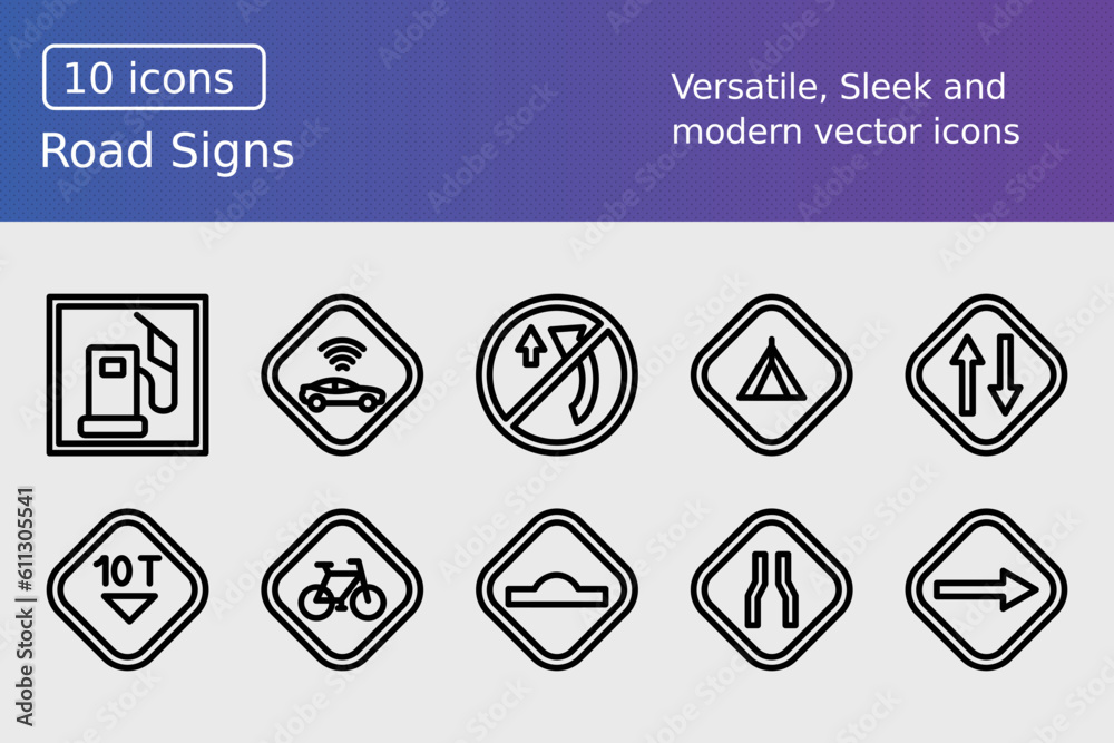 Vector Road Signs Icon Set Stock Vector | Adobe Stock