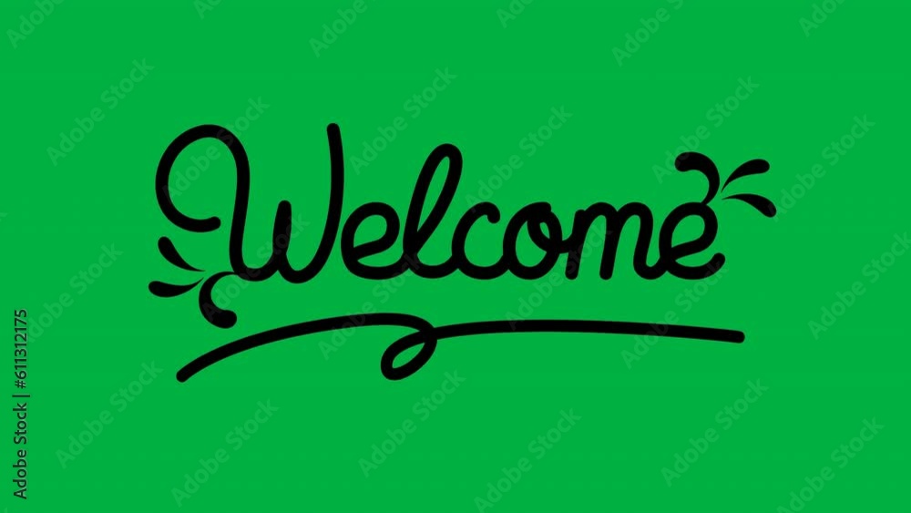 Welcome animation green screen. text in black and white color. welcome ...