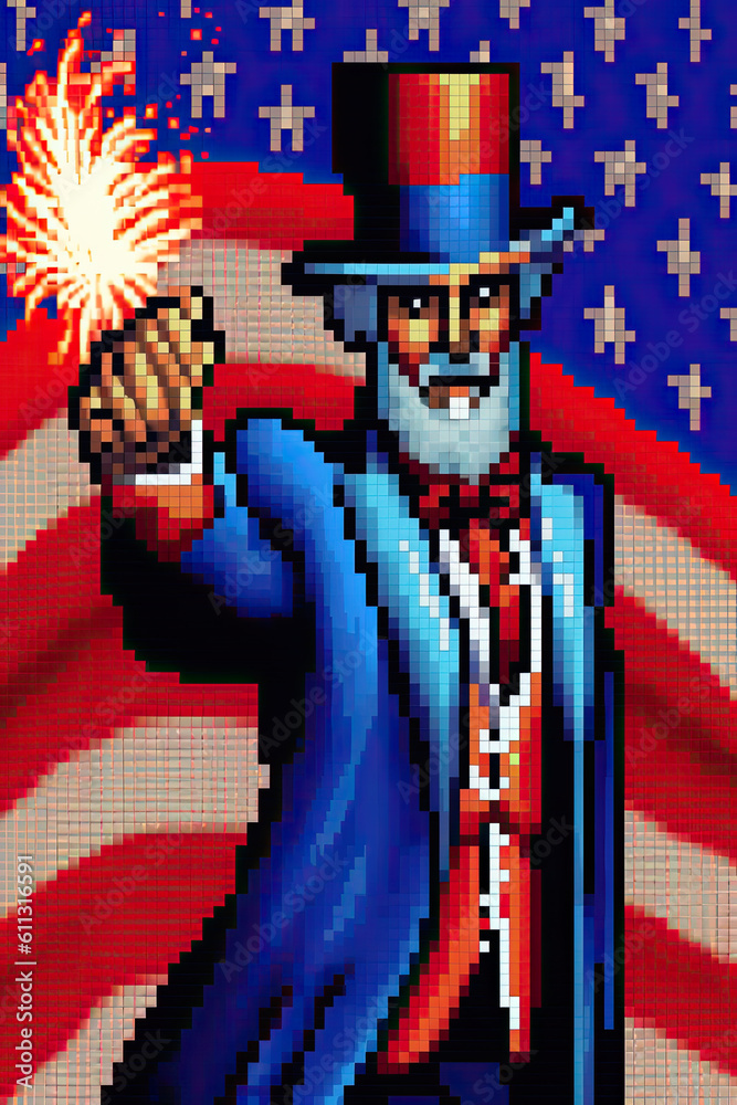 Uncle Sam pixel art, pixel art, American Flag Pixel Art, 4th of July ...