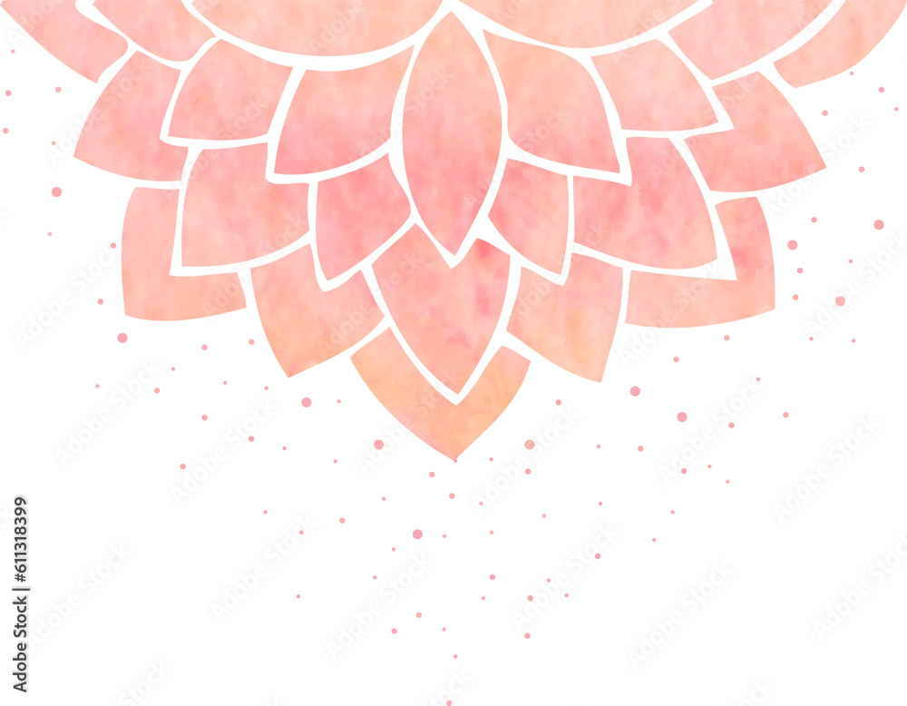 Decorative element - a stylized pink flower and splatter or pollen ...