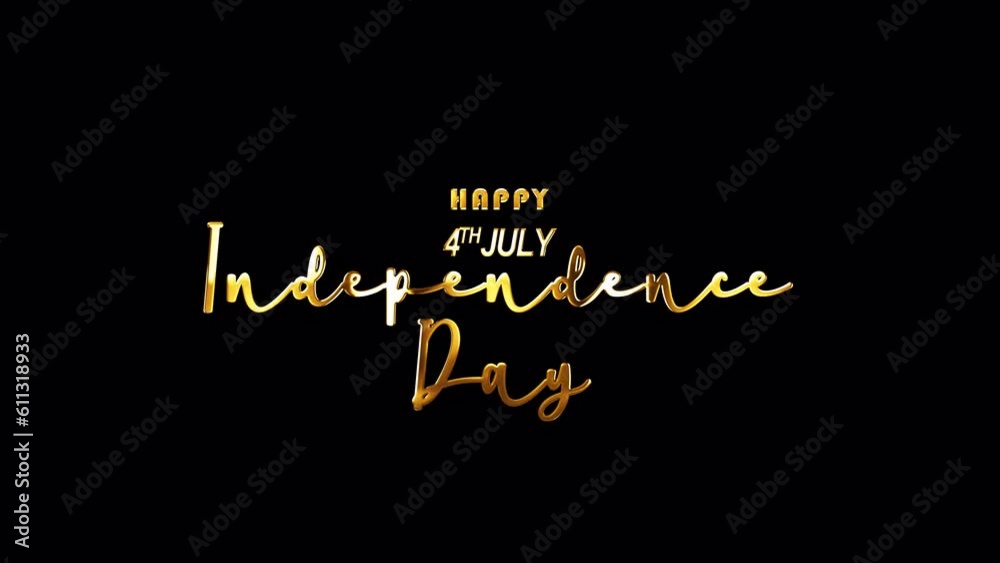 Happy 4th July Independence Day golden shine light motion text effect ...