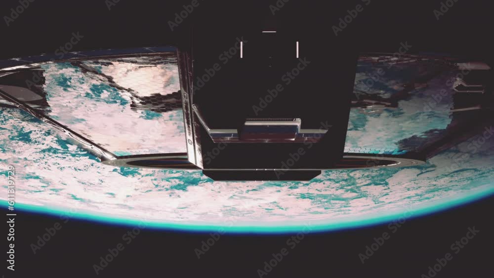 space-age laboratory constructed from metal and glass, resembling a ...