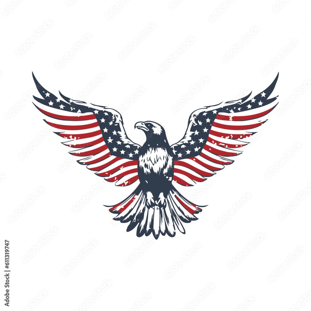 Eagle with American Flag, USA Flag vector, Patriotic Illustration, 4th ...