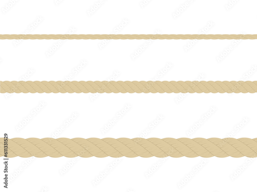 Rope seamless vector. Endless ropes in different thicknesses. Set of ...
