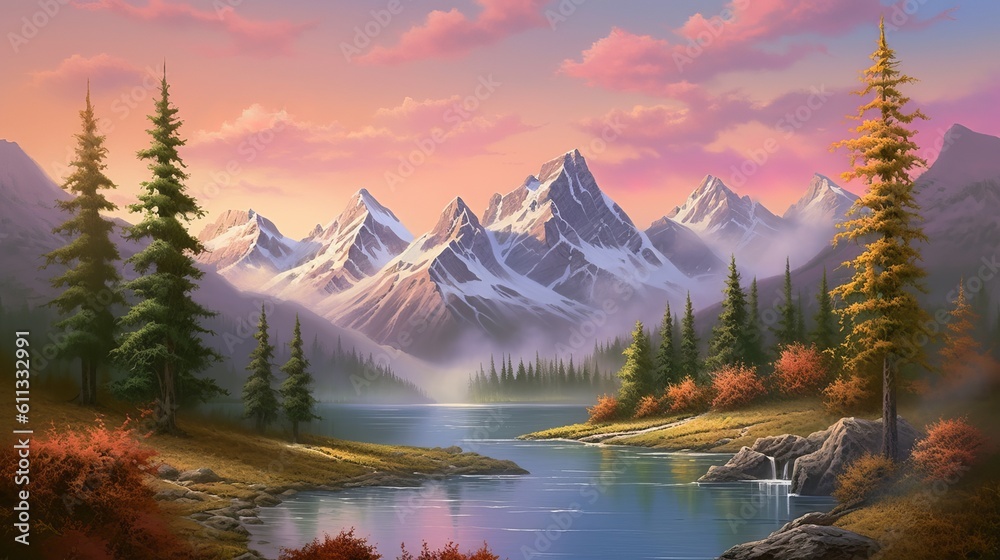 Serene Mountain Landscape: Breathtaking Nature Scenes Stock Photo with ...