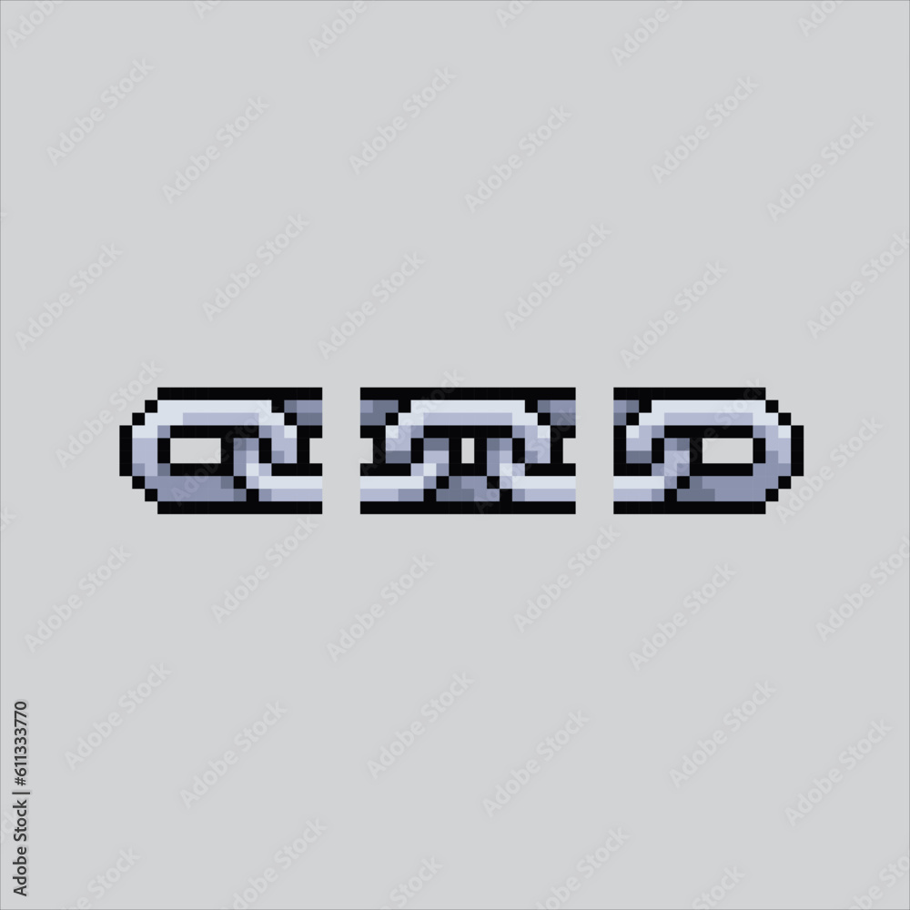 Pixel art illustration chain. Pixelated chain tools. Chain pixelated ...