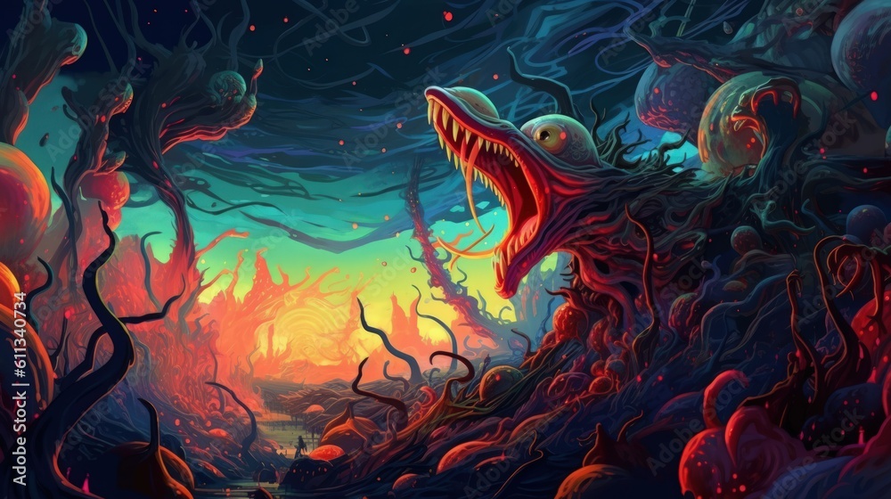 Colorful Surreal Nightmare Monsters Background & Wallpaper Digital Art ...
