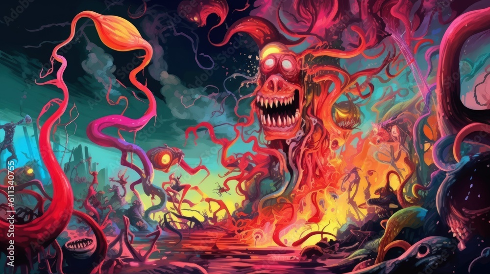 Colorful Surreal Nightmare Monsters Background & Wallpaper Digital Art ...